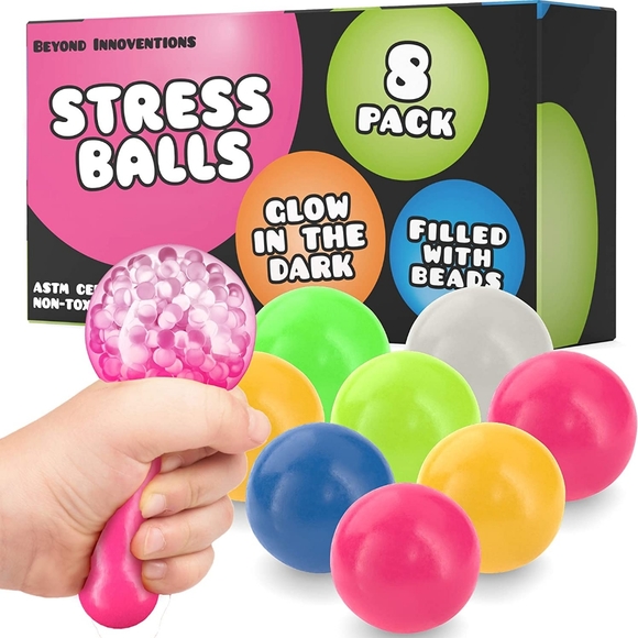 Toys | Sticky Stress Balls Fidget Pack Of 8 Squishy Glow In Dark ...